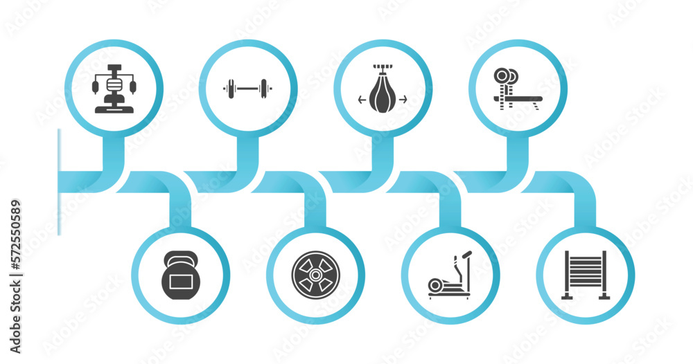 editable filled icons with infographic template. infographic for gym ...
