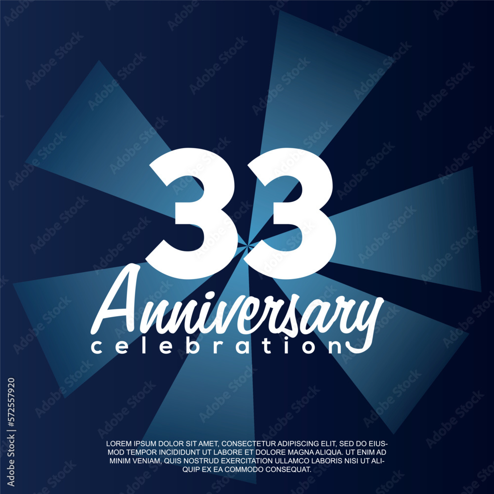 Vector 33rd year anniversary vector template design illustration white ...