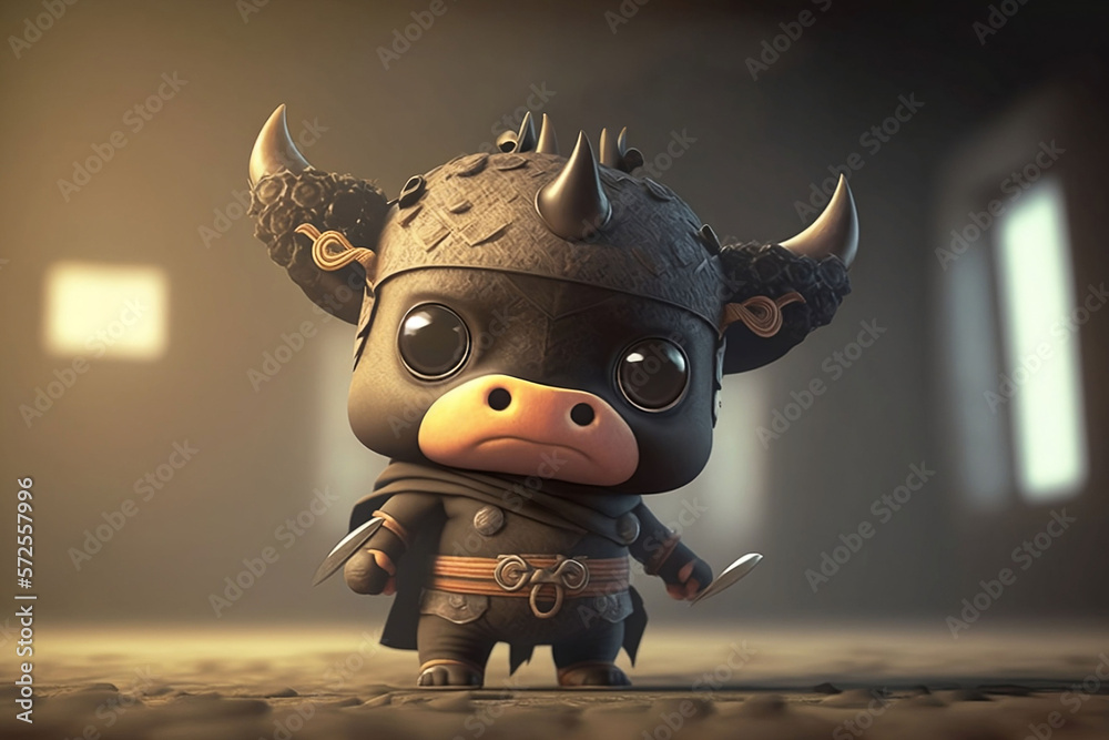 Child-Friendly Cartoon-Animated Fantasy Baby Bull Rendered through AI ...