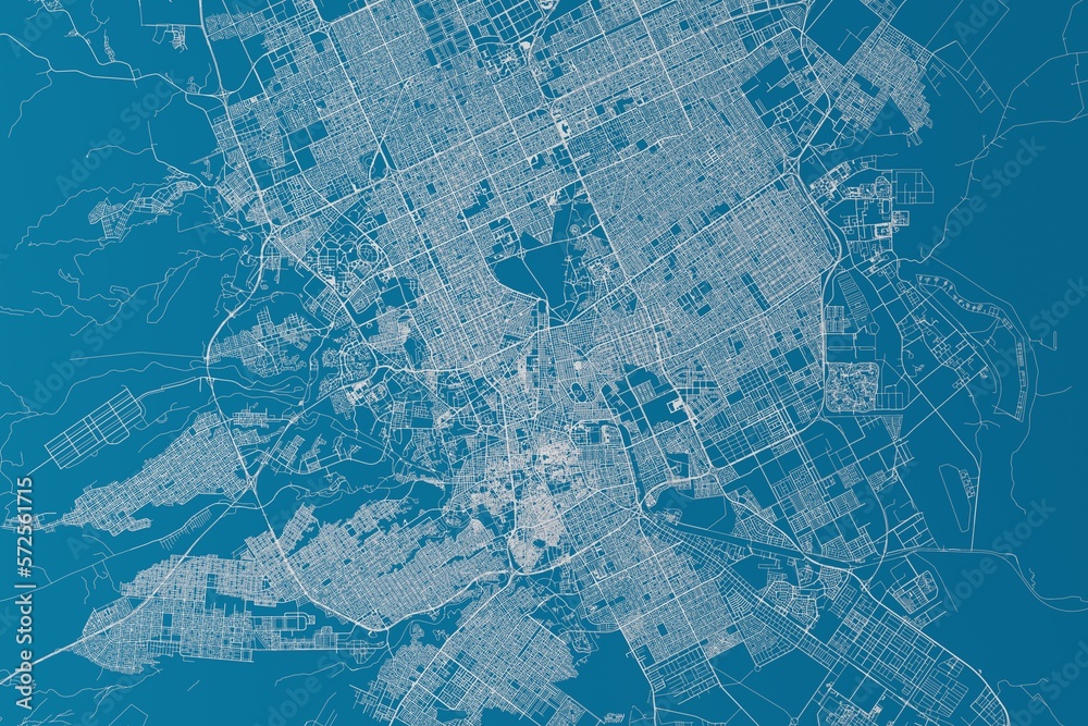 Map of the streets of Riyadh (Saudi Arabia) made with white lines on ...