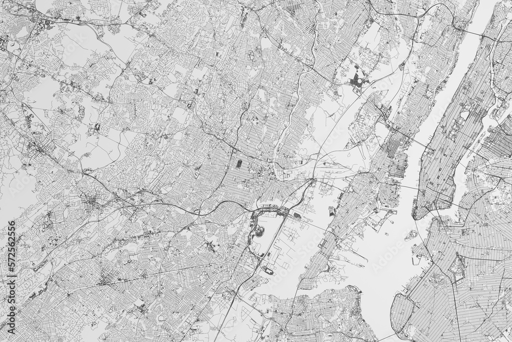 Map of the streets of Newark (New Jersey, USA) on white background. 3d ...