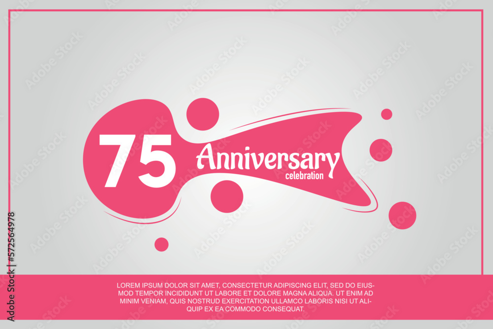 75th year anniversary celebration logo with pink color design with pink ...