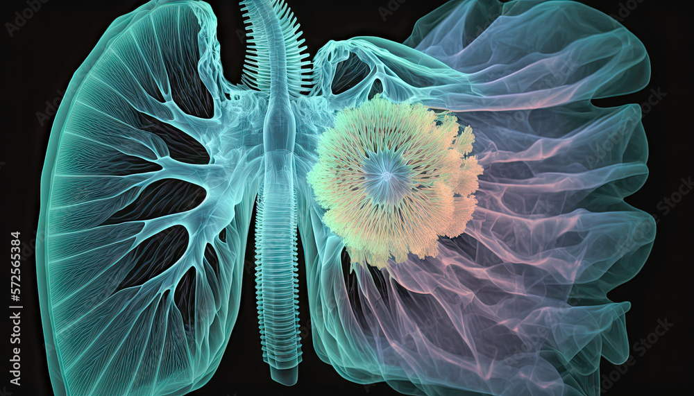X-ray view of cancer growing into human body - Generative AI Stock ...