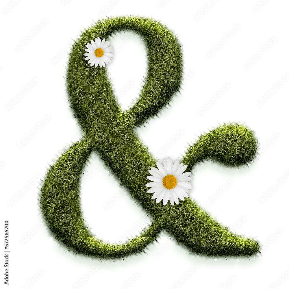 Spring Grass Flower numbers and symbols with realistic grass texture ...