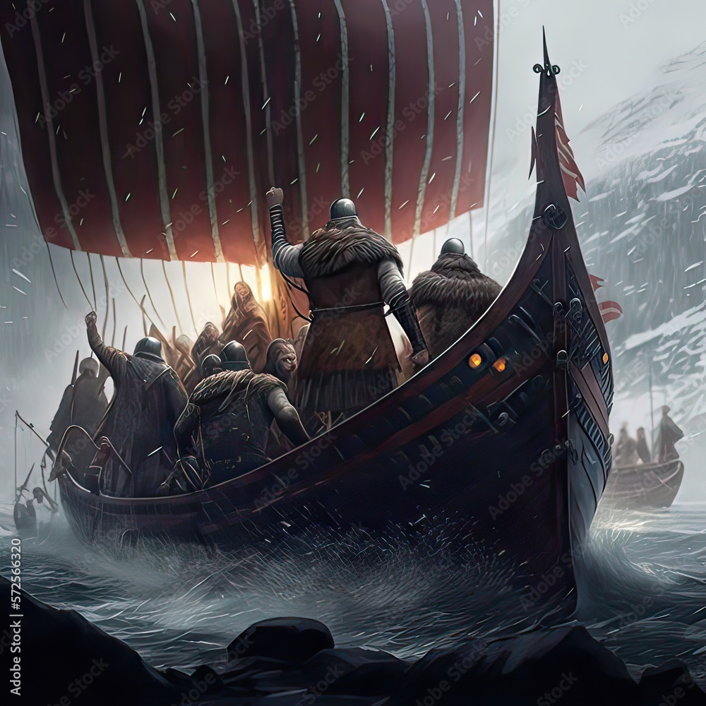 Drakar with the Vikings to prepare for the raid. People of the North ...