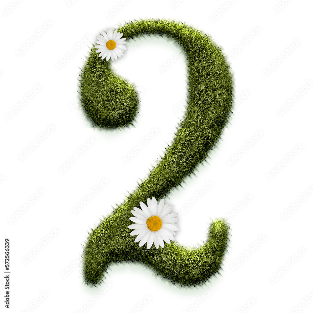 Spring Grass Flower numbers and symbols with realistic grass texture ...
