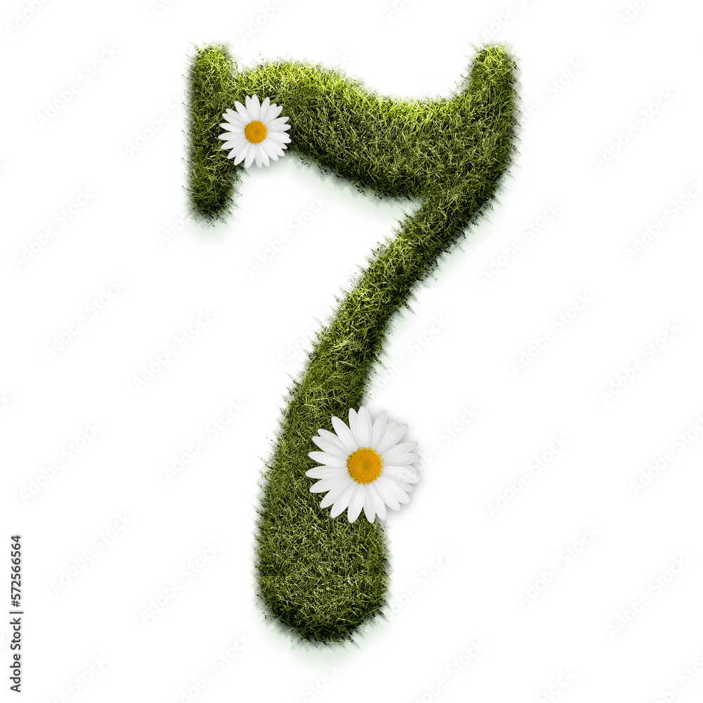 Spring Grass Flower numbers and symbols with realistic grass texture ...