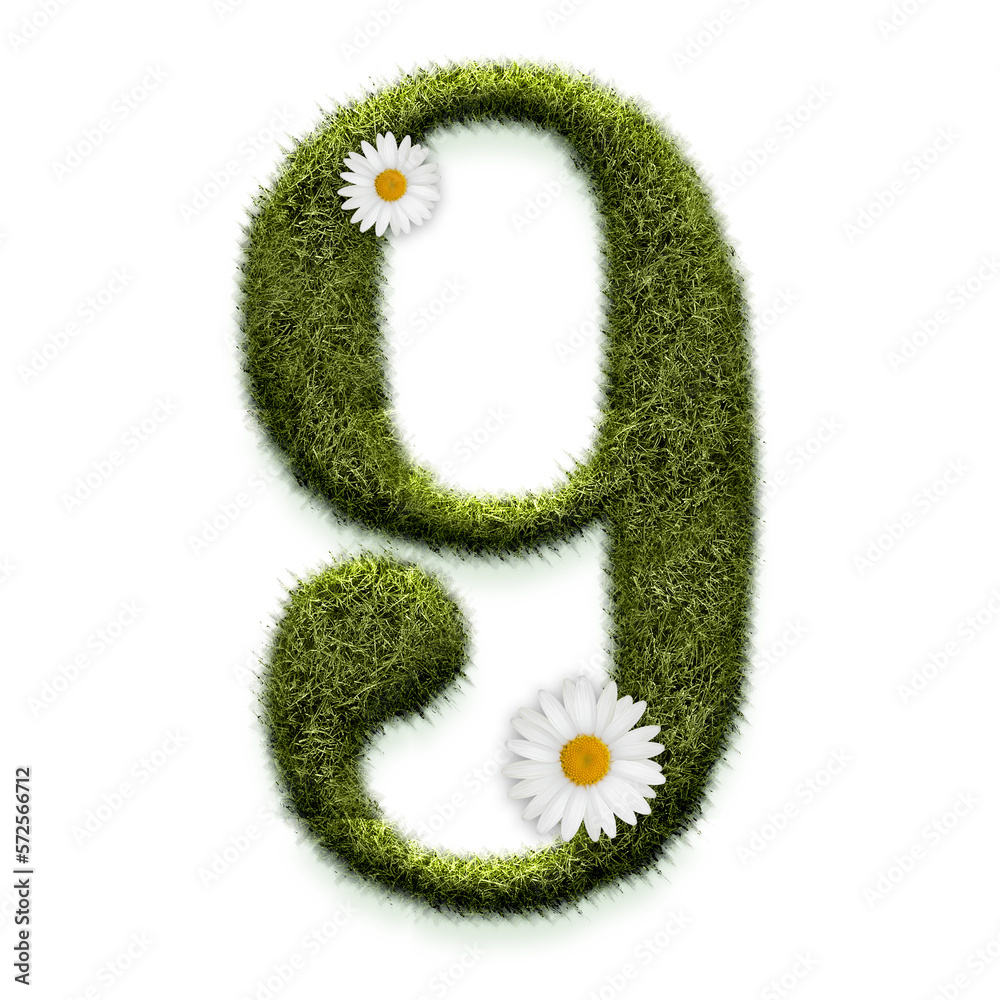 Spring Grass Flower numbers and symbols with realistic grass texture ...