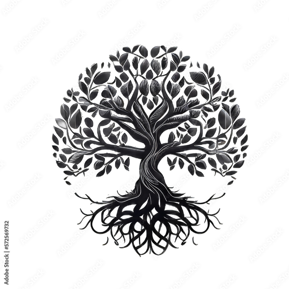 Rooted in Contrast: A Beautiful Black and White Generative AI Tree of ...