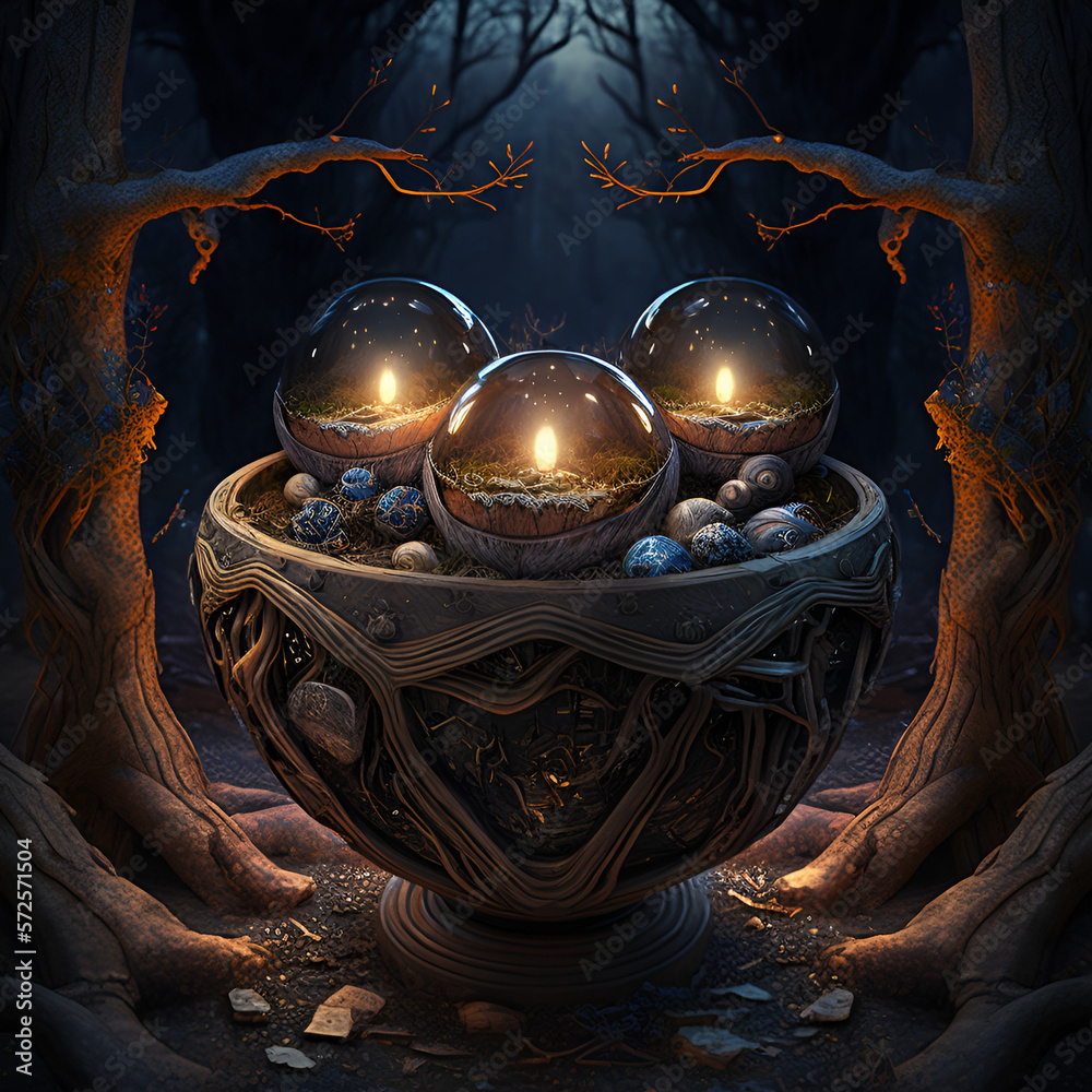 fortune teller's prophecy bowls in an oak wood votive chimes in the ...