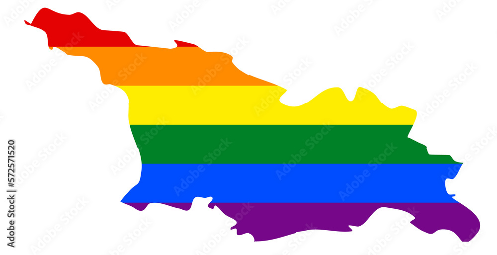 LGBT flag map of the Georgia. PNG rainbow map of the Georgia in colors ...