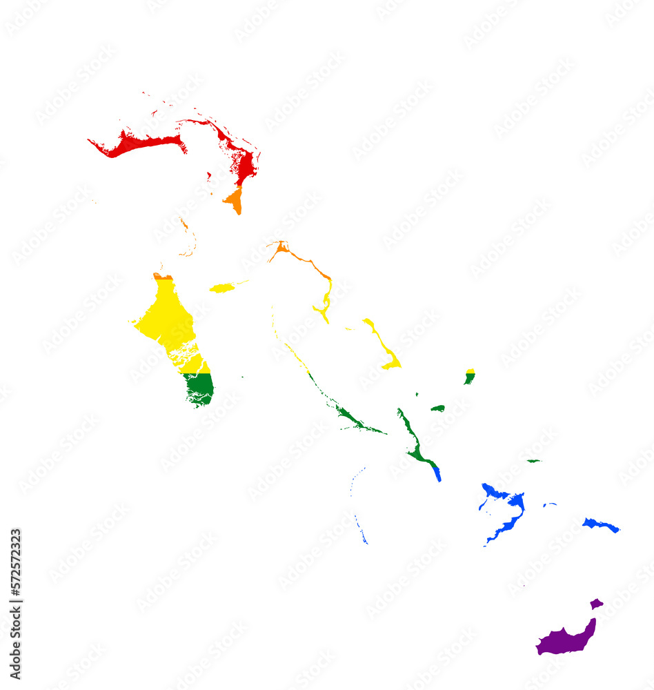 LGBT flag map of the the Bahamas. PNG rainbow map of the Bahamas in ...