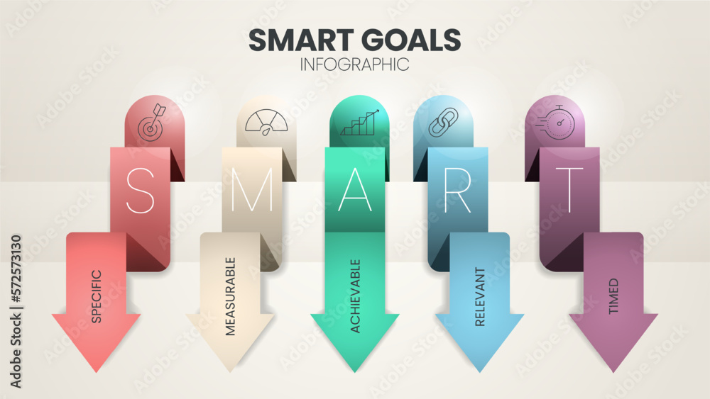 Smart Goals diagram infographic template with icons for presentation ...