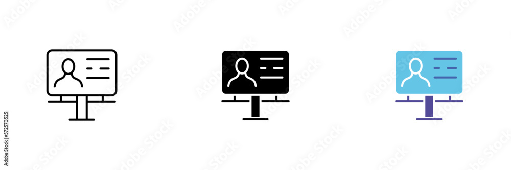 Monitor icon with a person. Liquid crystal monitors, 140 hertz, game ...