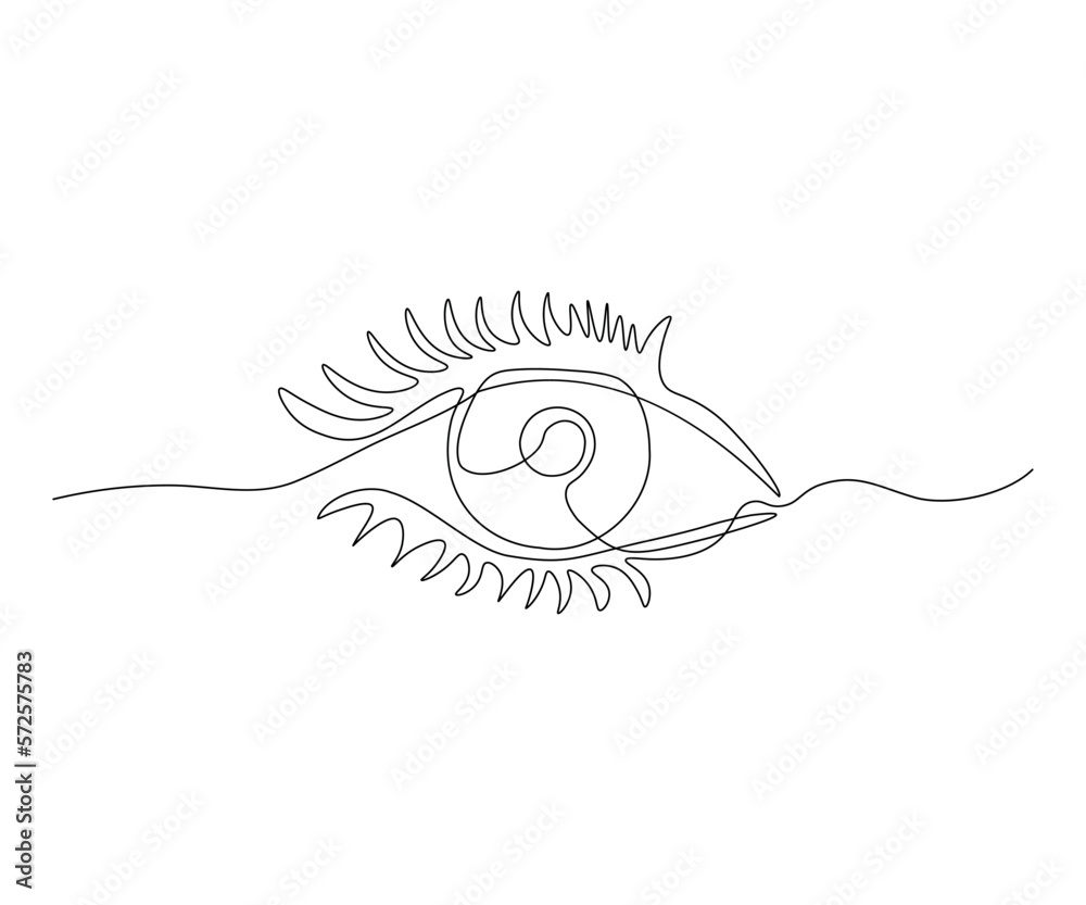 human eye, hand-drawn, continuous monoline, drawing in one line Stock ...