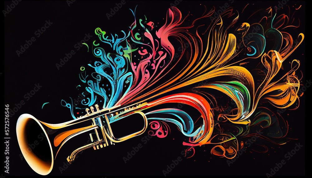 Trumpet. Music graphite poster, background, wallpaper. Printable ...