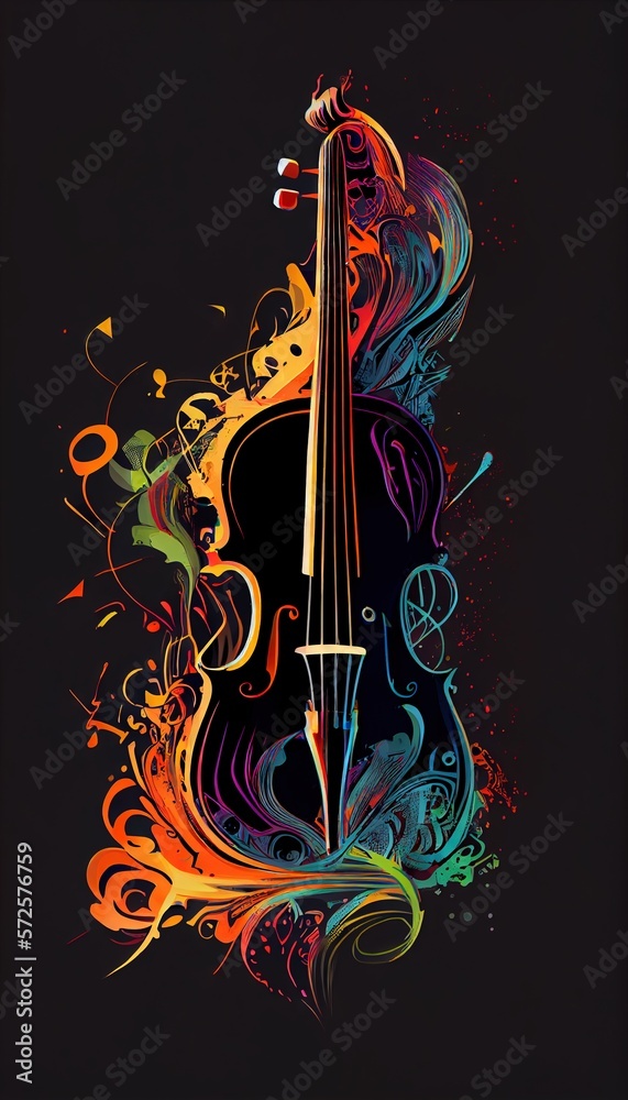 Violin. Music graphite poster, background, wallpaper. Printable artwork ...