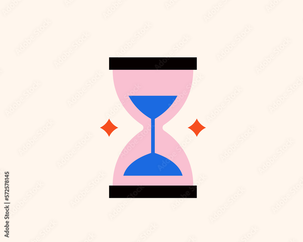 Geometric time illustration. Vector hourglass icon in flat design art ...