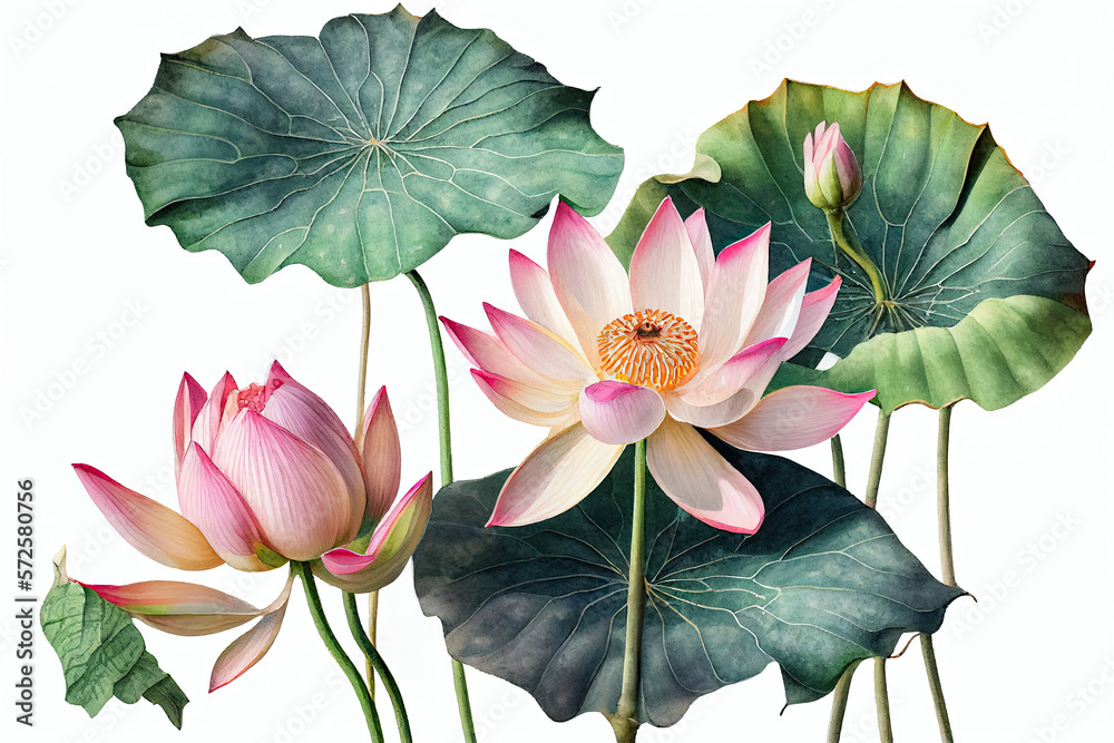 Lotus Flowers, Illustration, Generative AI Stock Illustration | Adobe Stock