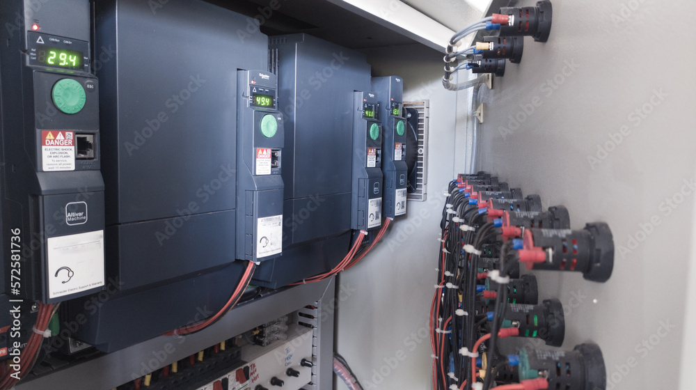 Panel Control of variable speed drive inverter converters. Stock Photo ...