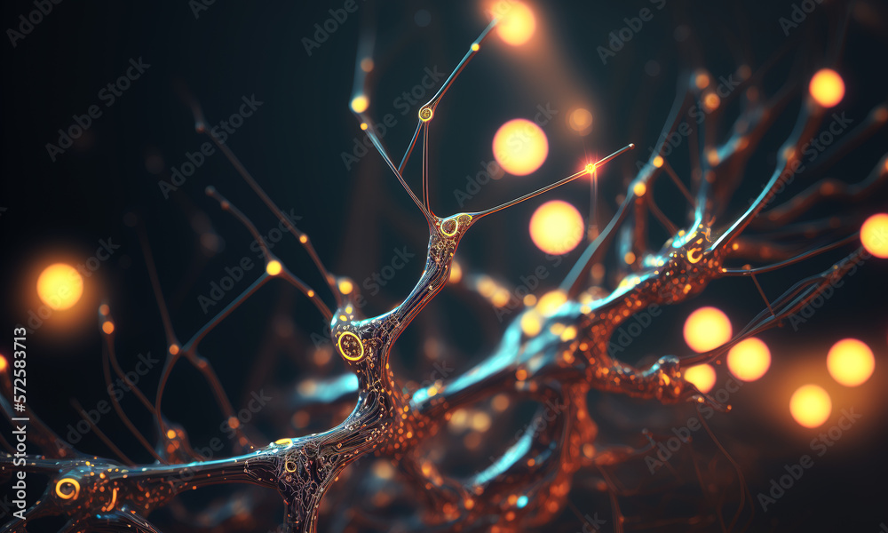Glowing neural links network background. Illustration representing artificial intelligence ...