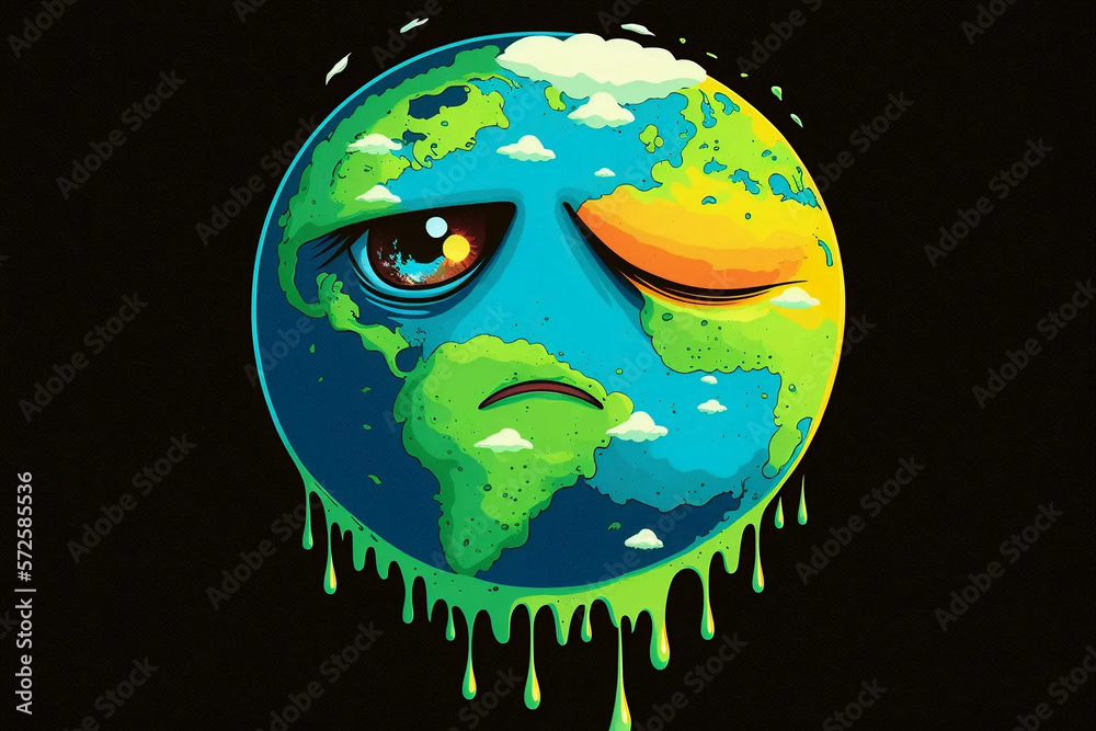 Planet Earth is not feeling well and illustration Climate anxiety vs ...