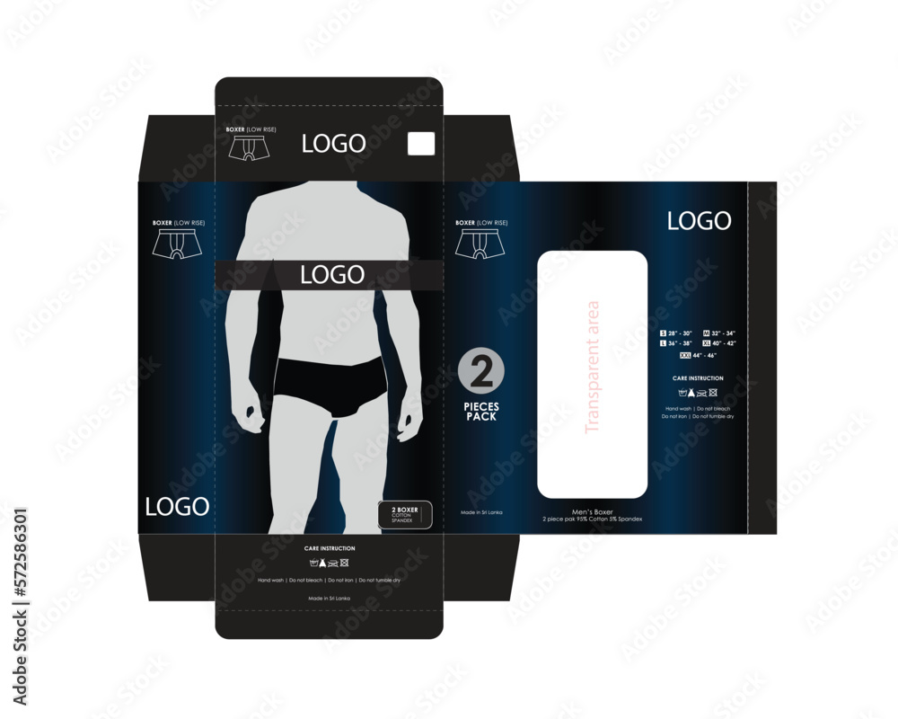 men's underwear box design and brief underwear packaging mockup Stock ...
