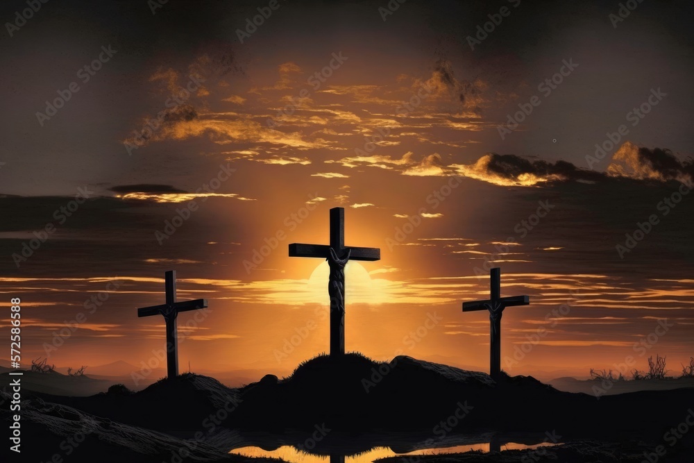 Glorifying the Son of God three Cross at Sunset and Jesus Christ's ...