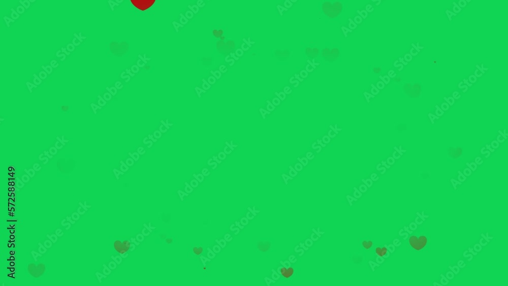 Romantic Red Hearts Swirl Animation in Green Screen Chroma Key. Copy ...