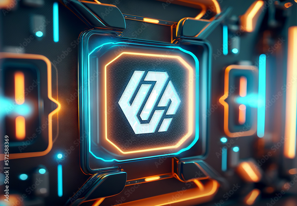 Tech Logo Mockup on Glowing Digital Panel. Generative Ai Stock Template ...