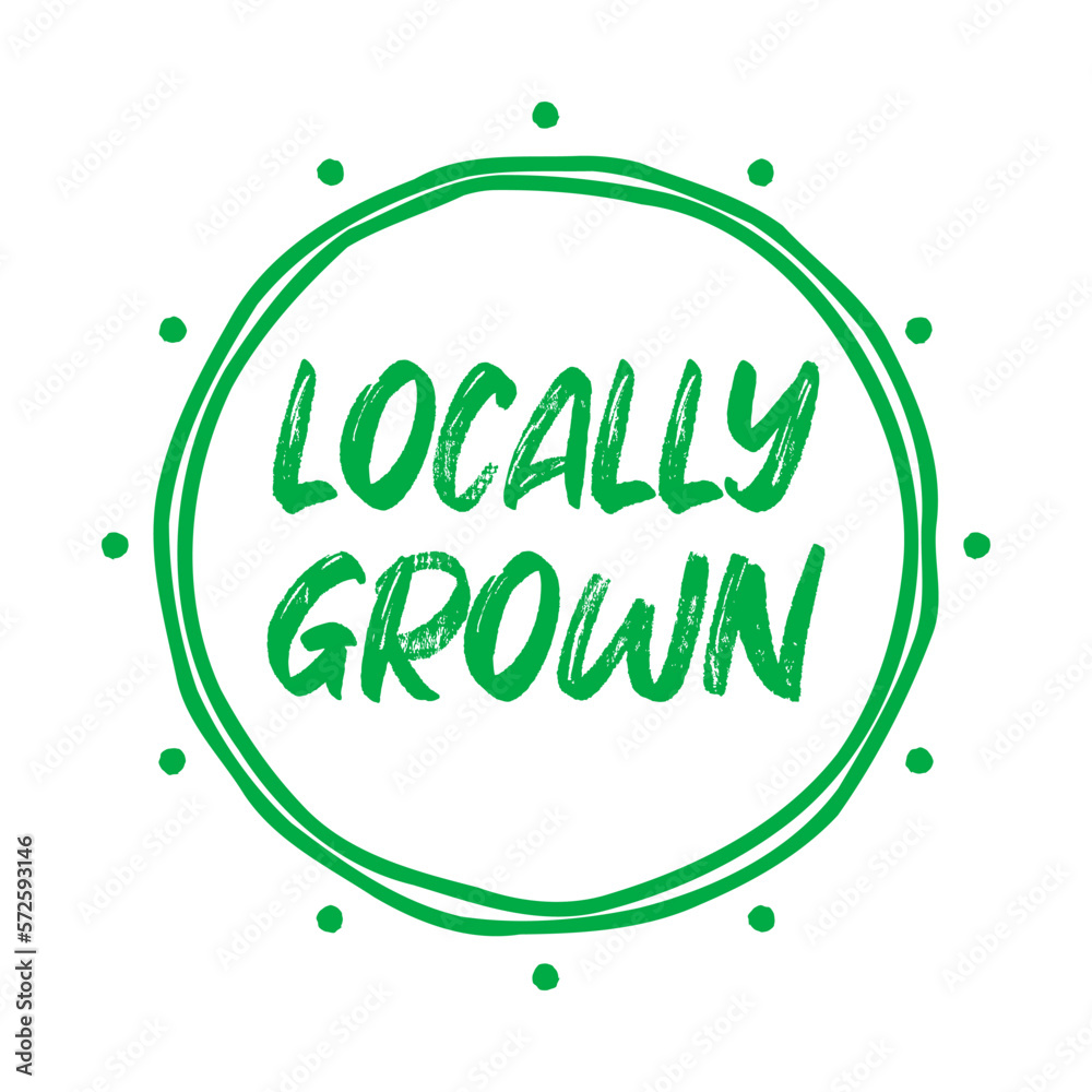 Minimal locally grown logo, stamp or symbol. Hand drawn sign for food ...