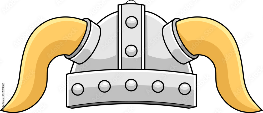 Cartoon Viking Helmet With Horns. Vector Hand Drawn Illustration ...
