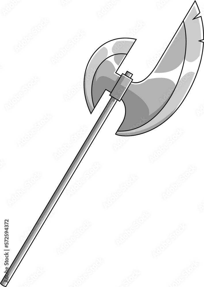 Cartoon Viking Axe. Vector Hand Drawn Illustration Isolated On ...