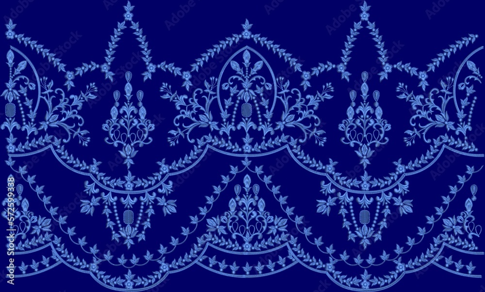 Geometrical embroidery lace border design, Decorative embroidery ...
