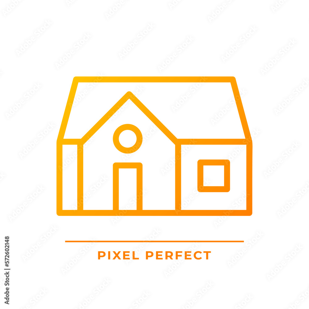Single story house pixel perfect gradient linear vector icon. Compact ...