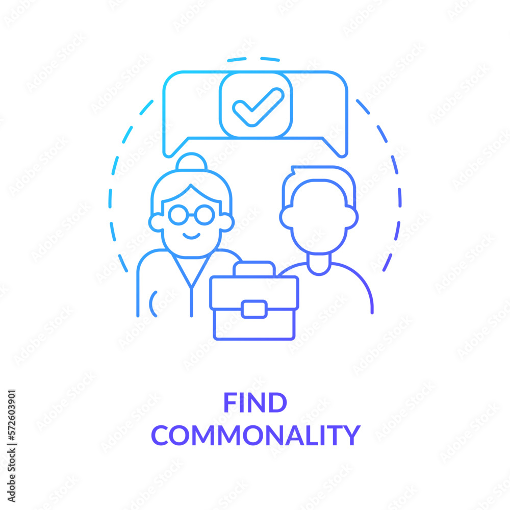 Find commonality blue gradient concept icon. Tip for younger managers ...