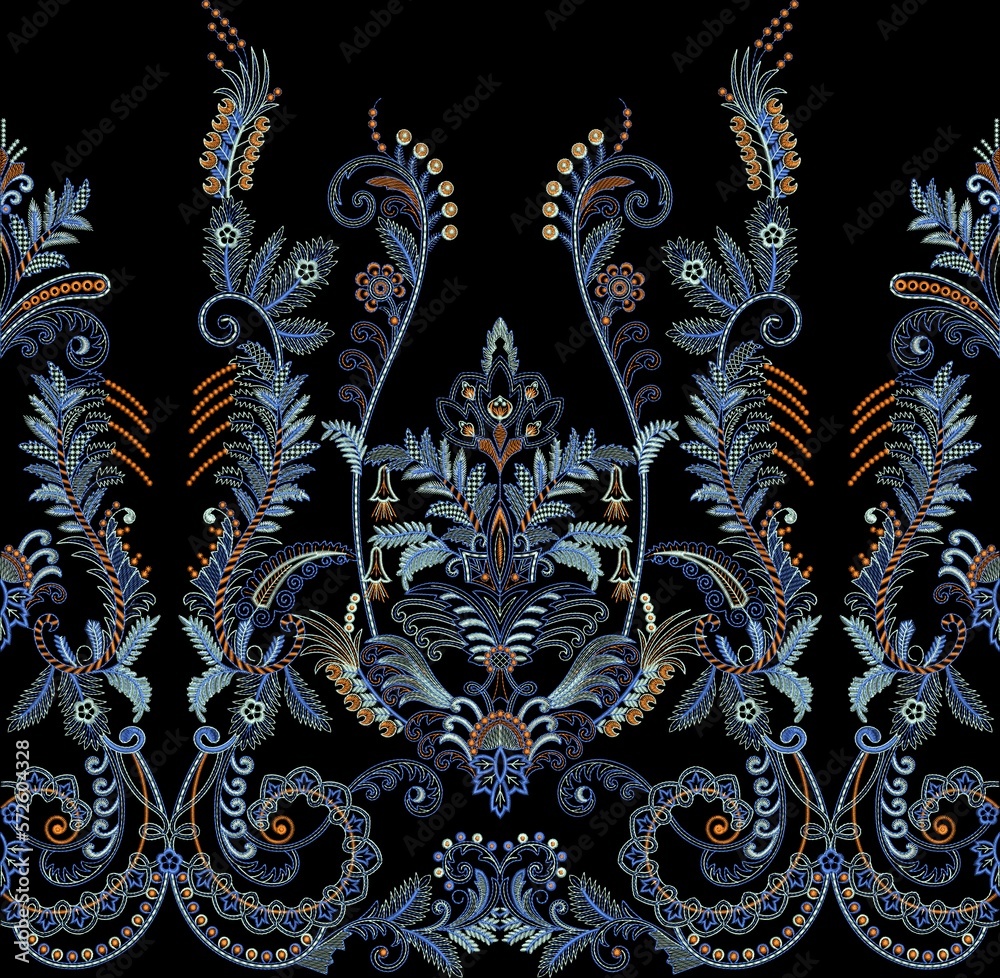 Geometrical embroidery lace border design, Decorative embroidery ...