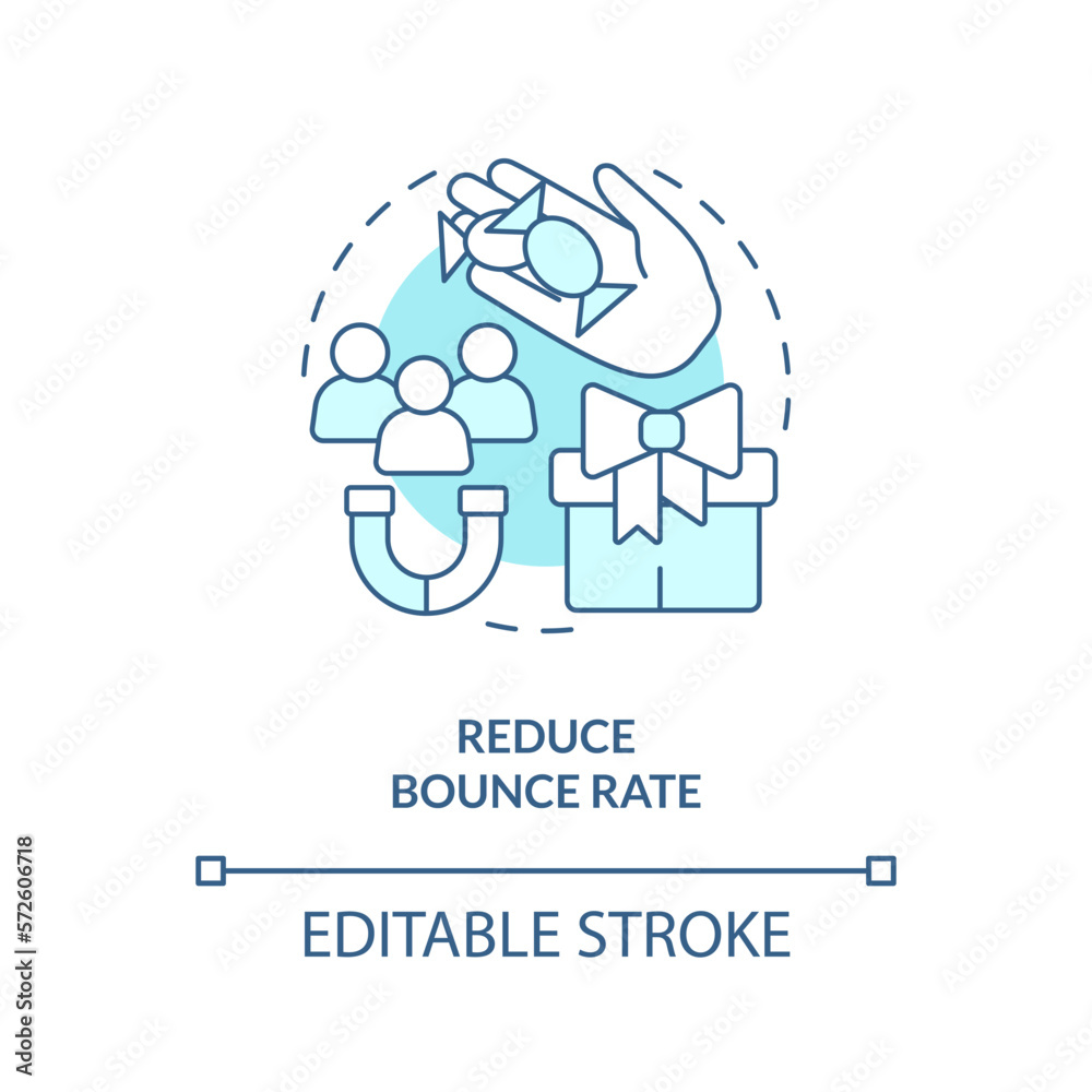 Reduce bounce rate turquoise concept icon. Digital marketing ...