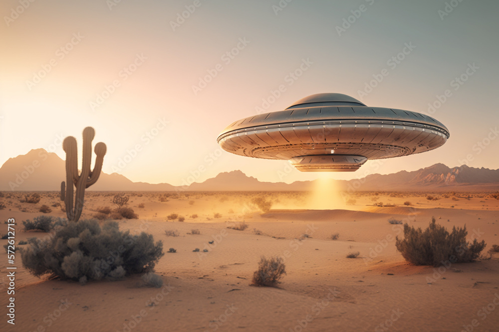 ufo in the desert, created by a neural network, Generative AI ...