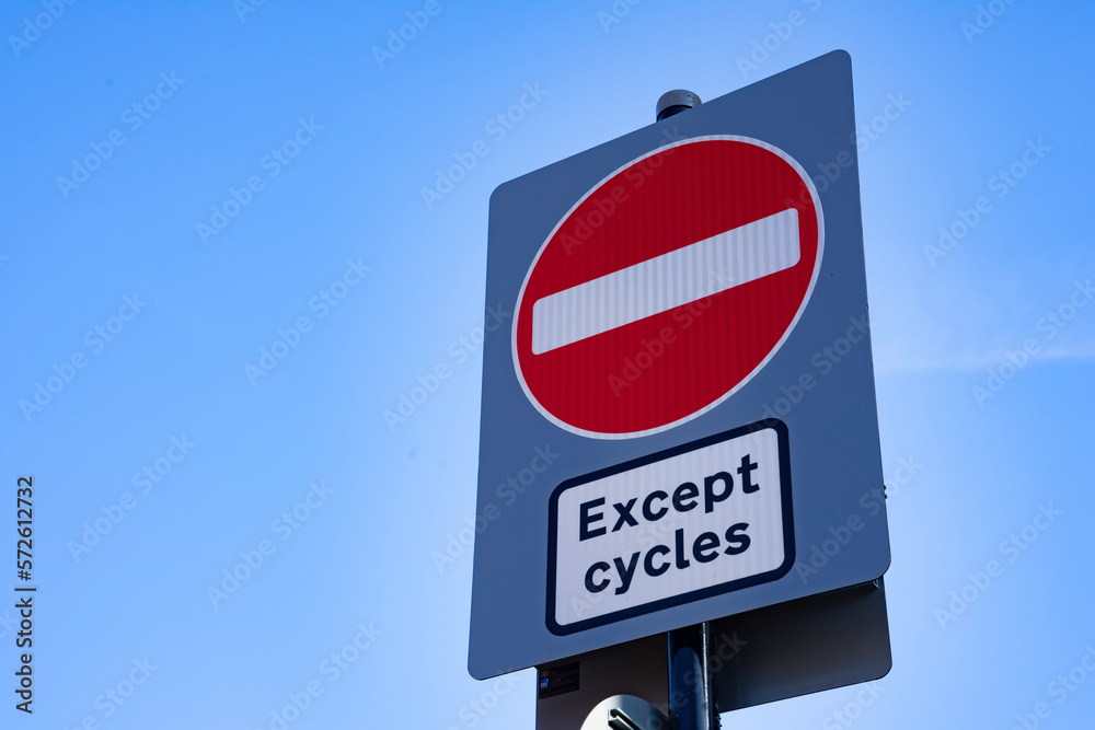no entry no way through except for bicycles sign Stock Photo | Adobe Stock