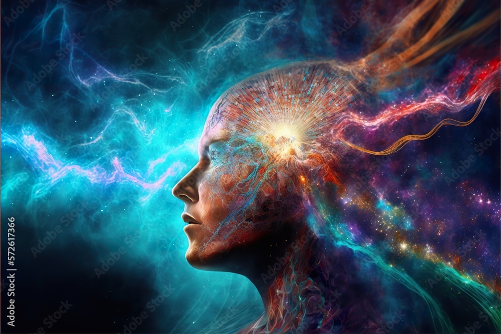 Interpretation of subconscious. Universe in mind. Created with ...