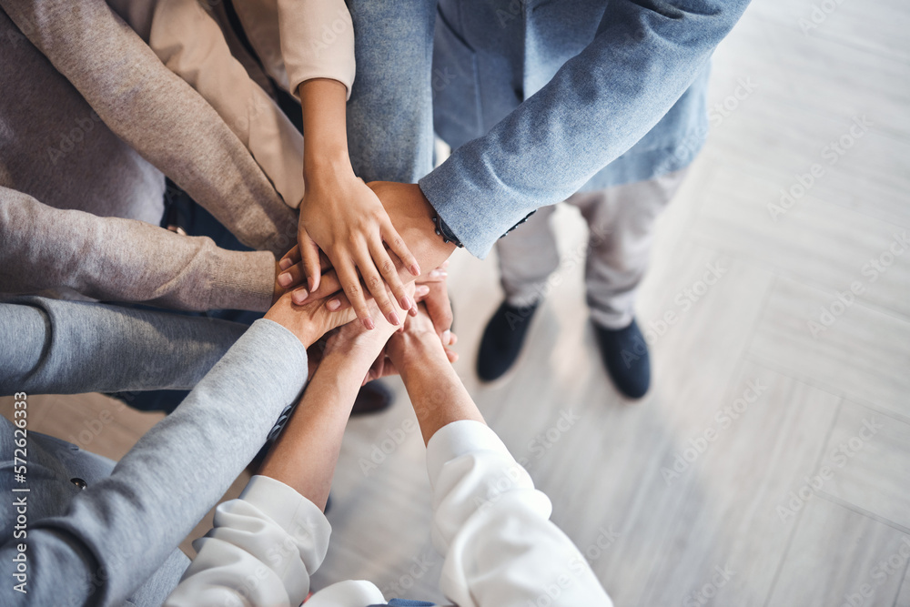 Mockup, business and hands for partnership, support and solidarity for ...