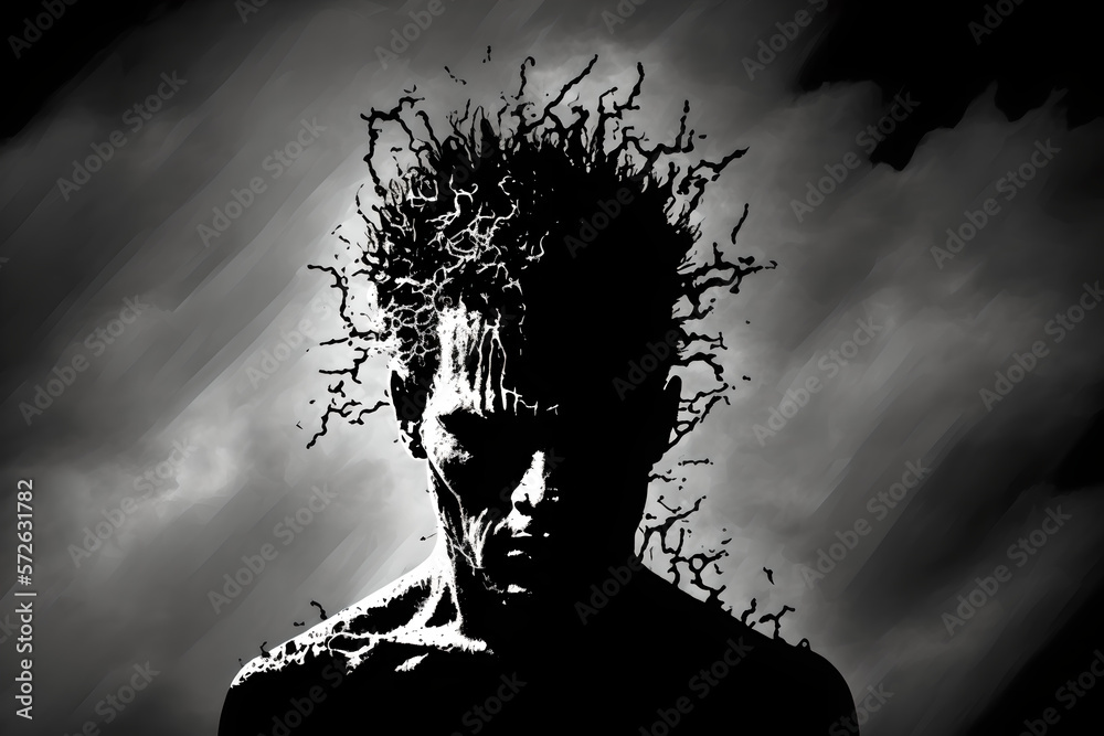 An illustration of depression, anxiety and negative thoughts ruining a ...
