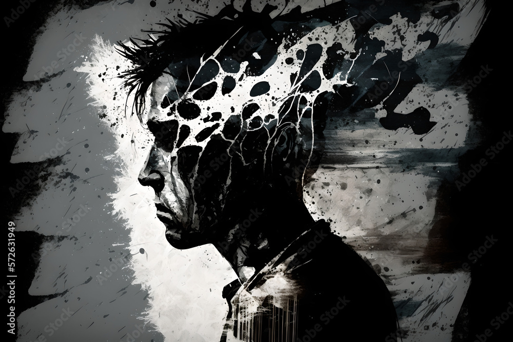 An illustration of depression, anxiety and negative thoughts ruining a ...