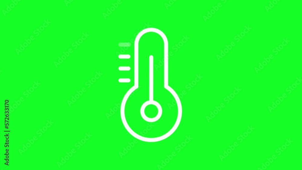 Animated thermometer white line icon. Measuring temperature. Loop HD ...