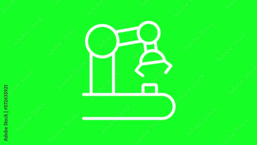 Animated production white line icon. Automated machine. Loop HD video ...