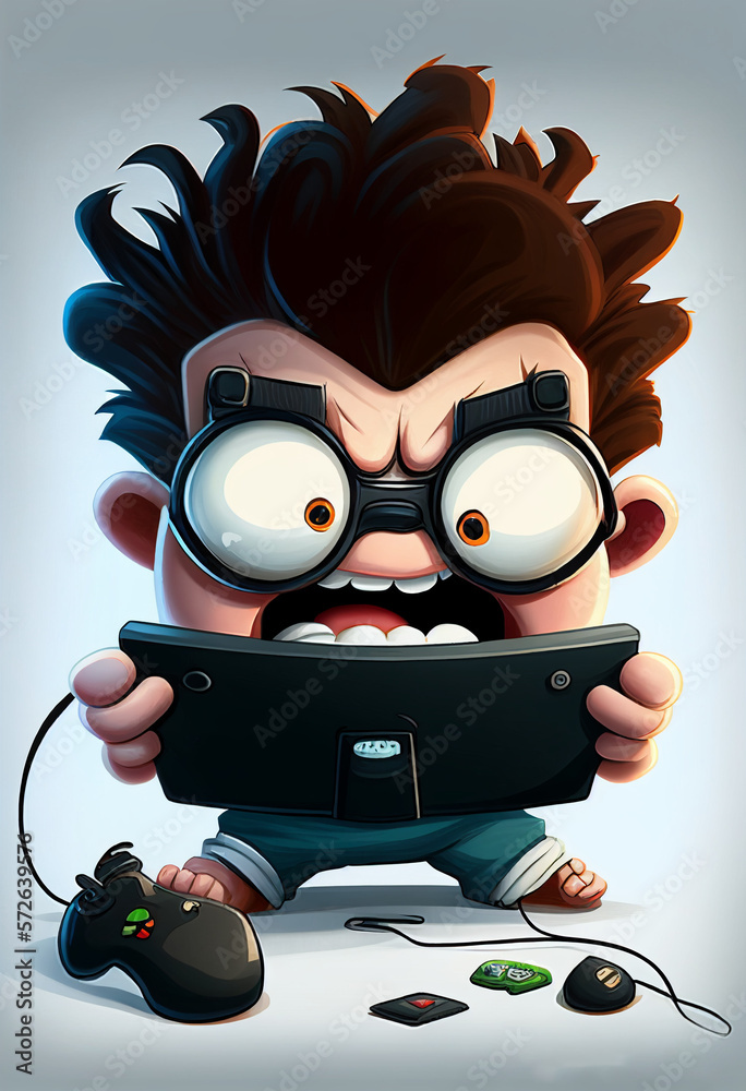 gamer cartoon character Stock Illustration | Adobe Stock