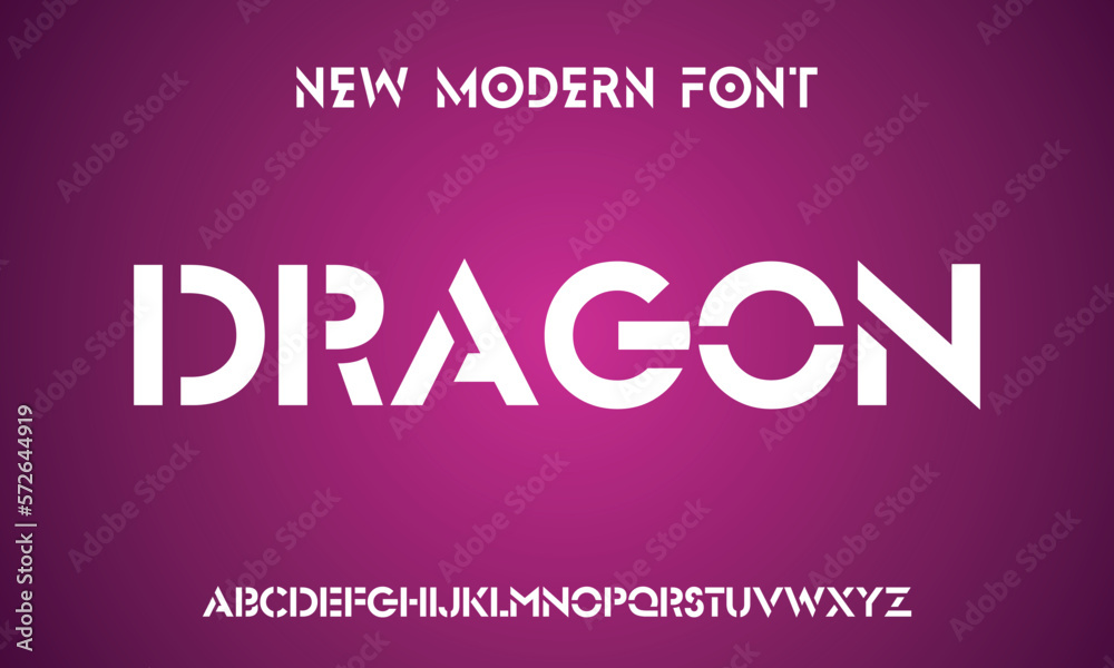 DRAGON Sport and action technology typography alphabet fonts with bold ...