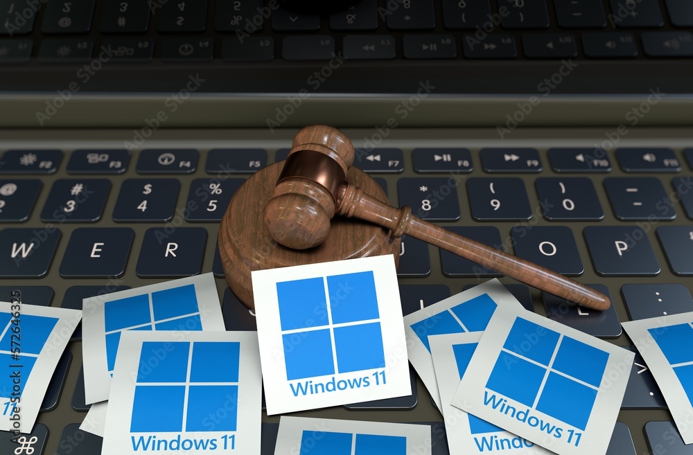 windows 11, gavel of justice - social media background Stock Photo ...