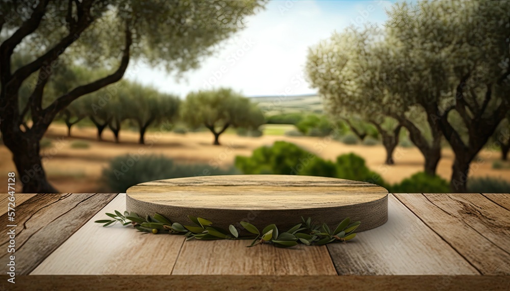 Old wooden table for product display with bokeh background of a natural ...